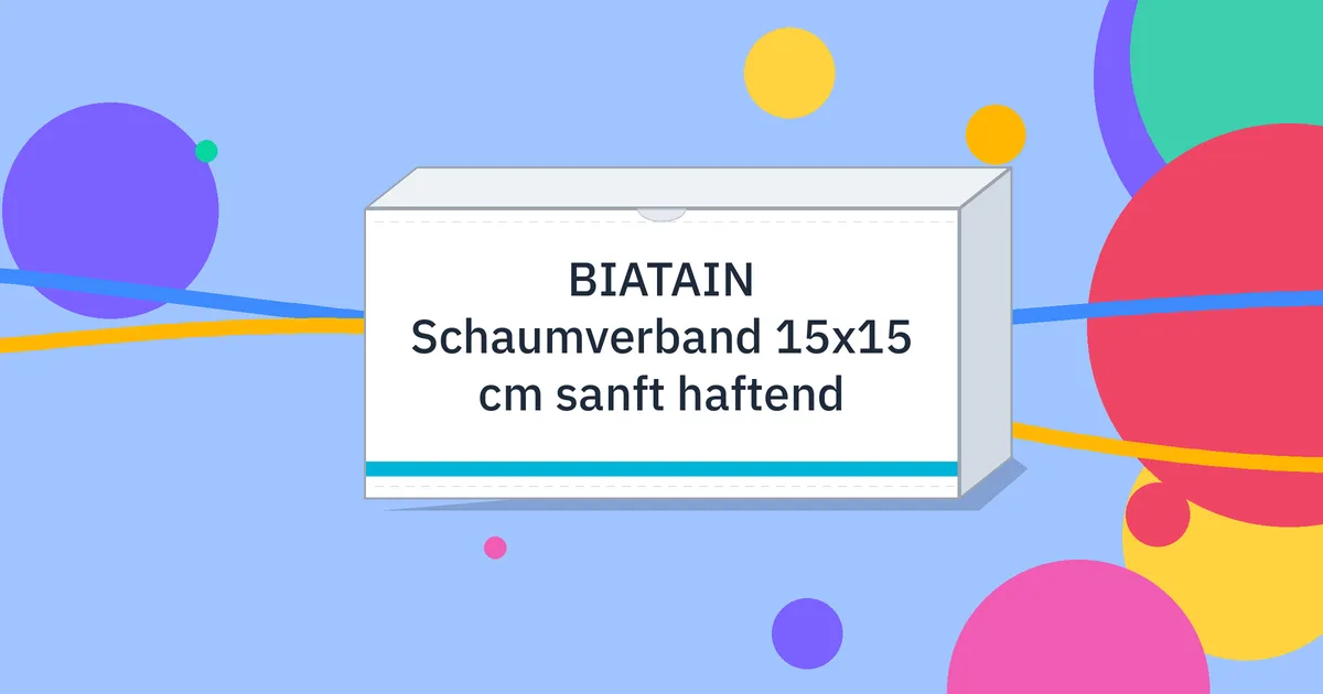Symbolbild: Packung mit der Aufschrift BIATAIN Schaumverband 15x15 cm sanft haftend (PZN 17311017) – Verfügbarkeit und Bezug in Apotheken in Frankfurt am Main