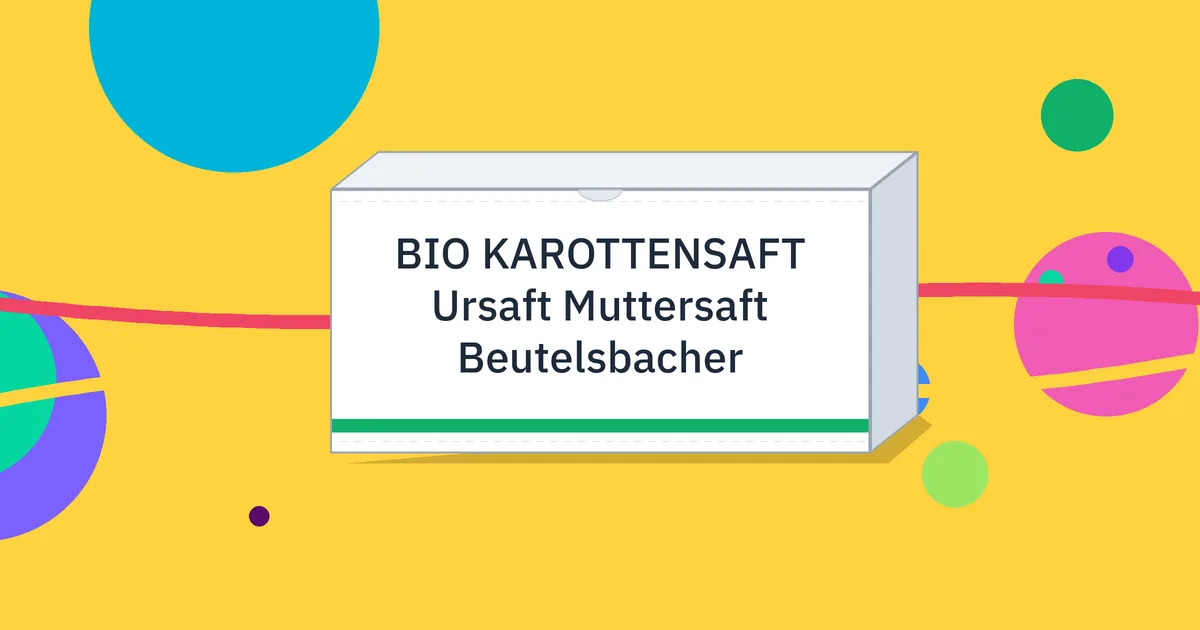 Symbolbild: Packung mit der Aufschrift BIO KAROTTENSAFT Ursaft Muttersaft Beutelsbacher (PZN 20597230) – Verfügbarkeit und Bezug in Apotheken in Frankfurt am Main