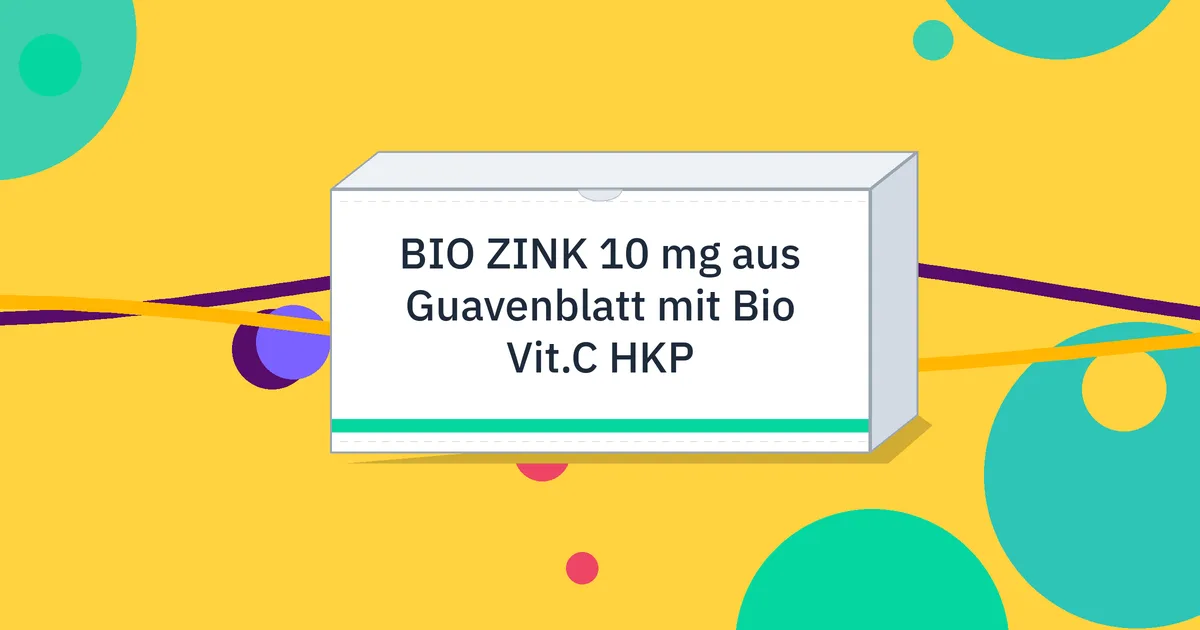 Symbolbild: Packung mit der Aufschrift BIO ZINK 10 mg aus Guavenblatt mit Bio Vit.C HKP (PZN 19648175) – Verfügbarkeit und Bezug in Apotheken in Frankfurt am Main