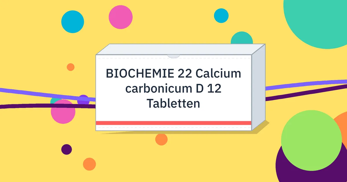 Symbolbild: Packung mit der Aufschrift BIOCHEMIE 22 Calcium carbonicum D 12 Tabletten (PZN 04325265) – Verfügbarkeit und Bezug in Apotheken in Frankfurt am Main