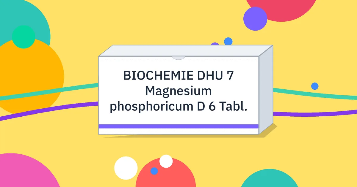 Symbolbild: Packung mit der Aufschrift BIOCHEMIE DHU 7 Magnesium phosphoricum D 6 Tabl. (PZN 02580697) – Verfügbarkeit und Bezug in Apotheken in Frankfurt am Main