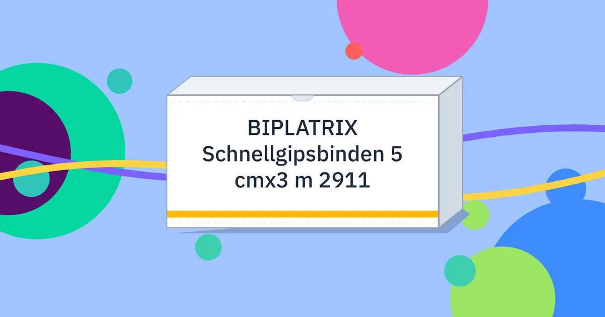 Symbolbild: Packung mit der Aufschrift BIPLATRIX Schnellgipsbinden 5 cmx3 m 2911 (PZN 07154203) – Verfügbarkeit und Bezug in Apotheken in Frankfurt am Main
