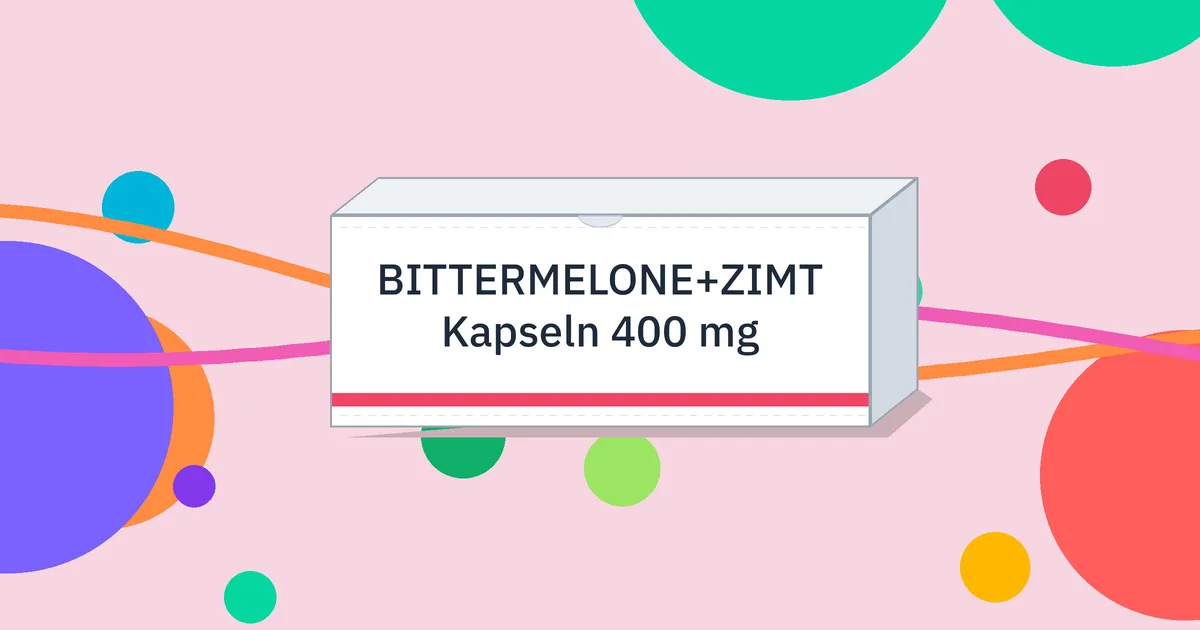 Symbolbild: Packung mit der Aufschrift BITTERMELONE+ZIMT Kapseln 400 mg (PZN 17888099) – Verfügbarkeit und Bezug in Apotheken in Frankfurt am Main