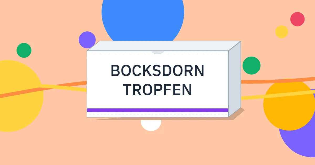 Symbolbild: Packung mit der Aufschrift BOCKSDORN TROPFEN (PZN 15230094) – Verfügbarkeit und Bezug in Apotheken in Frankfurt am Main
