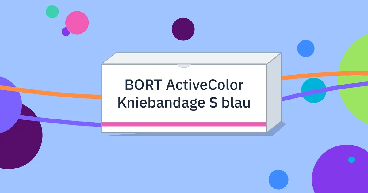Symbolbild: Packung mit der Aufschrift BORT ActiveColor Kniebandage S blau (PZN 06914698) – Verfügbarkeit und Bezug in Apotheken in Frankfurt am Main
