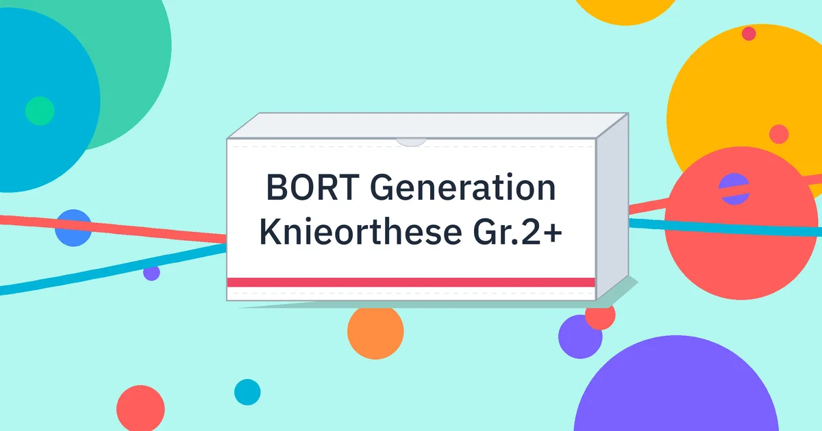 Symbolbild: Packung mit der Aufschrift BORT Generation Knieorthese Gr.2+ (PZN 16843781) – Verfügbarkeit und Bezug in Apotheken in Frankfurt am Main