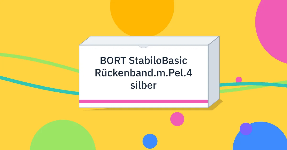 Symbolbild: Packung mit der Aufschrift BORT StabiloBasic Rückenband.m.Pel.4 silber (PZN 05872414) – Verfügbarkeit und Bezug in Apotheken in Frankfurt am Main