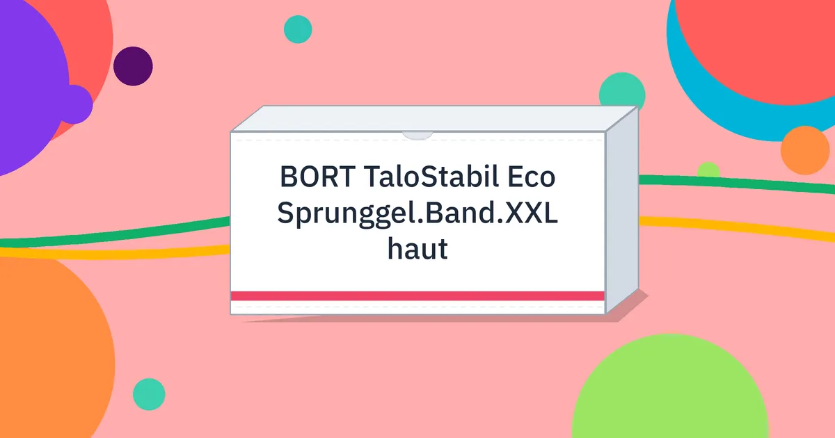 Symbolbild: Packung mit der Aufschrift BORT TaloStabil Eco Sprunggel.Band.XXL haut (PZN 10207765) – Verfügbarkeit und Bezug in Apotheken in Frankfurt am Main