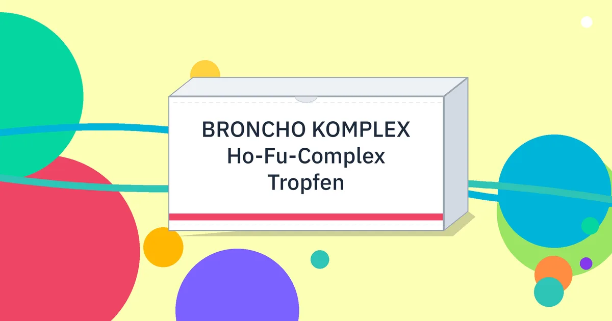 Symbolbild: Packung mit der Aufschrift BRONCHO KOMPLEX Ho-Fu-Complex Tropfen (PZN 01742206) – Verfügbarkeit und Bezug in Apotheken in Frankfurt am Main