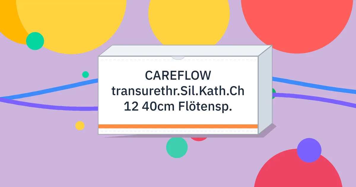 Symbolbild: Packung mit der Aufschrift CAREFLOW transurethr.Sil.Kath.Ch 12 40cm Flötensp. (PZN 17933747) – Verfügbarkeit und Bezug in Apotheken in Frankfurt am Main