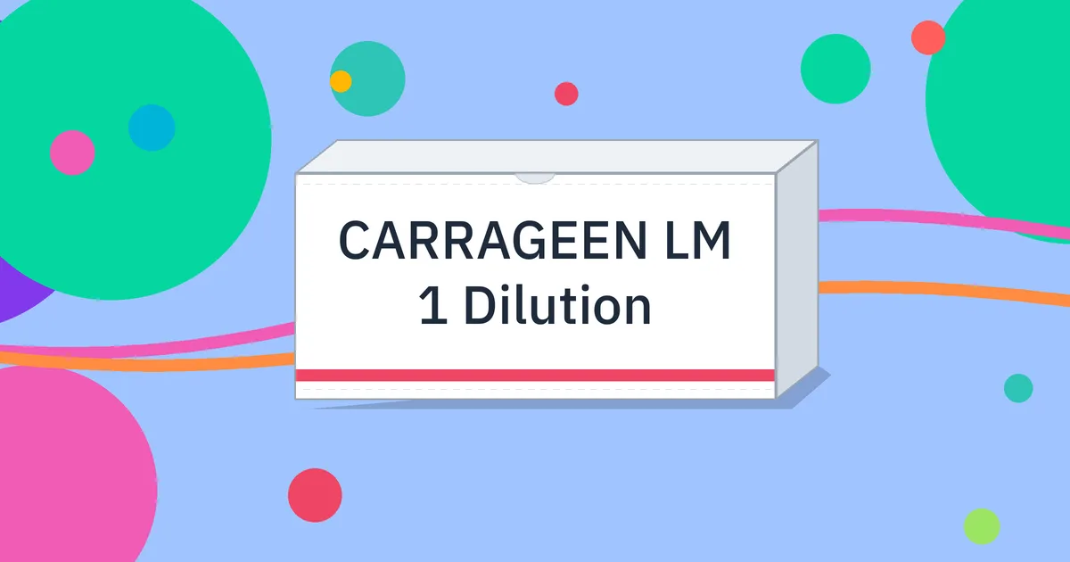 Symbolbild: Packung mit der Aufschrift CARRAGEEN LM 1 Dilution (PZN 13430883) – Verfügbarkeit und Bezug in Apotheken in Frankfurt am Main