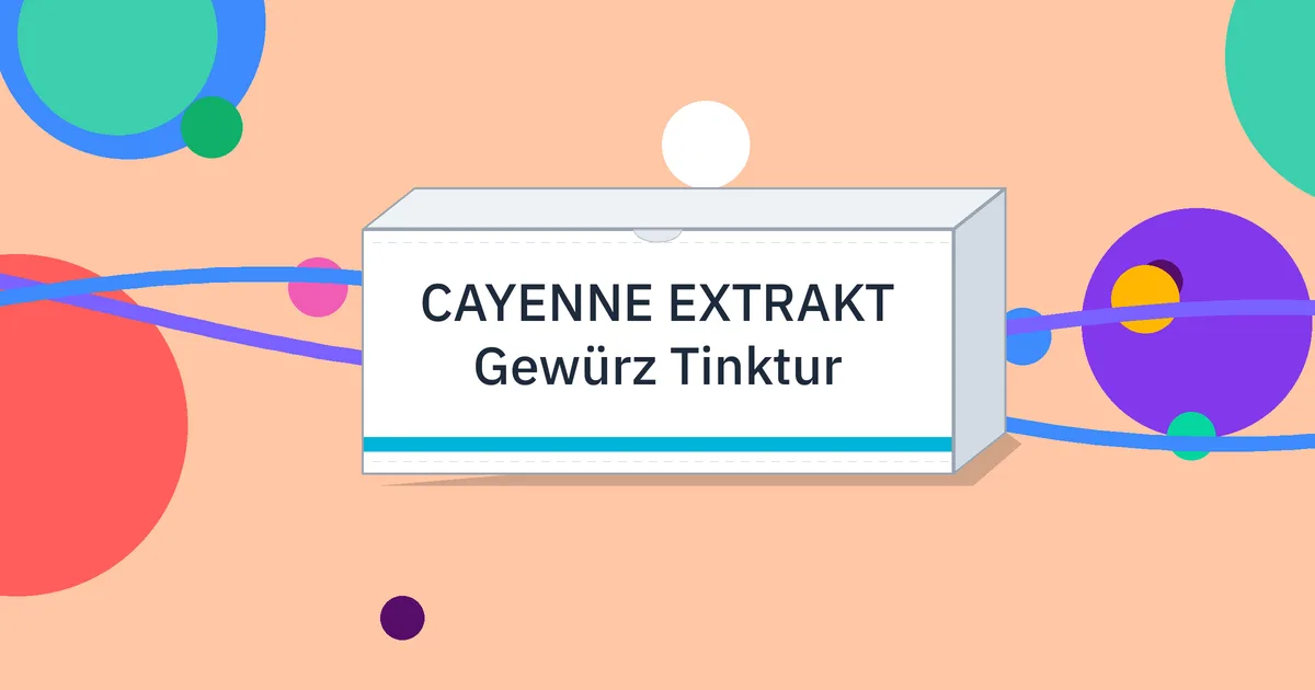 Symbolbild: Packung mit der Aufschrift CAYENNE EXTRAKT Gewürz Tinktur (PZN 01155874) – Verfügbarkeit und Bezug in Apotheken in Frankfurt am Main
