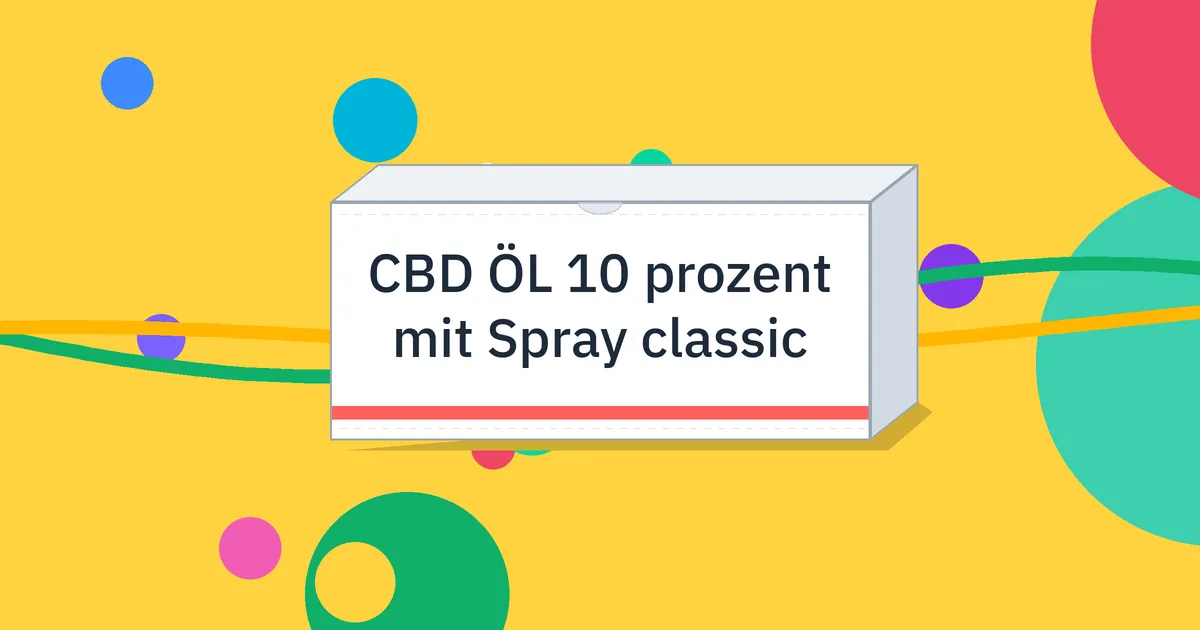 Symbolbild: Packung mit der Aufschrift CBD ÖL 10 prozent mit Spray classic (PZN 19635830) – Verfügbarkeit und Bezug in Apotheken in Frankfurt am Main