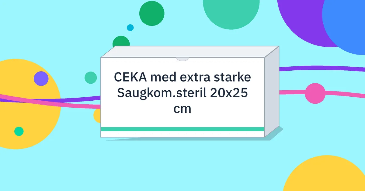 Symbolbild: Packung mit der Aufschrift CEKA med extra starke Saugkom.steril 20x25 cm (PZN 19276733) – Verfügbarkeit und Bezug in Apotheken in Frankfurt am Main