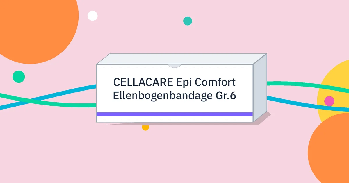 Symbolbild: Packung mit der Aufschrift CELLACARE Epi Comfort Ellenbogenbandage Gr.6 (PZN 11661035) – Verfügbarkeit und Bezug in Apotheken in Frankfurt am Main