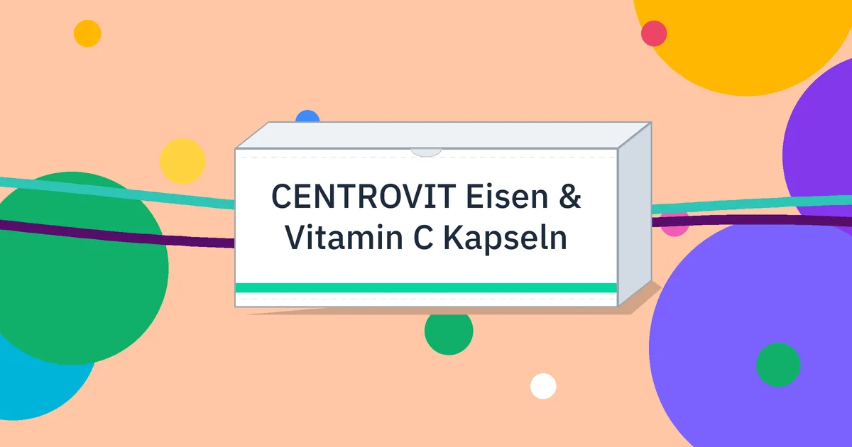 Symbolbild: Packung mit der Aufschrift CENTROVIT Eisen & Vitamin C Kapseln (PZN 18653553) – Verfügbarkeit und Bezug in Apotheken in Frankfurt am Main