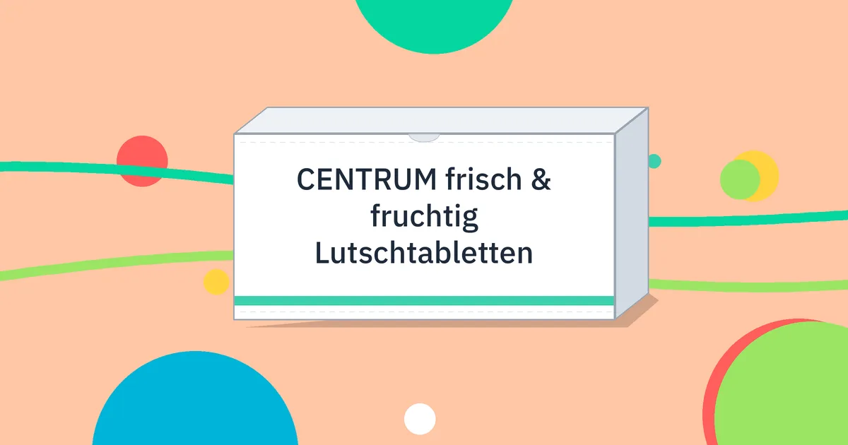 Symbolbild: Packung mit der Aufschrift CENTRUM frisch & fruchtig Lutschtabletten (PZN 07687589) – Verfügbarkeit und Bezug in Apotheken in Frankfurt am Main
