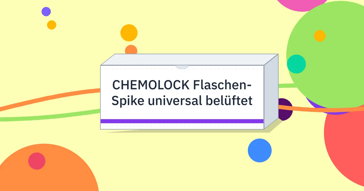 Symbolbild: Packung mit der Aufschrift CHEMOLOCK Flaschen-Spike universal belüftet (PZN 18499543) – Verfügbarkeit und Bezug in Apotheken in Frankfurt am Main