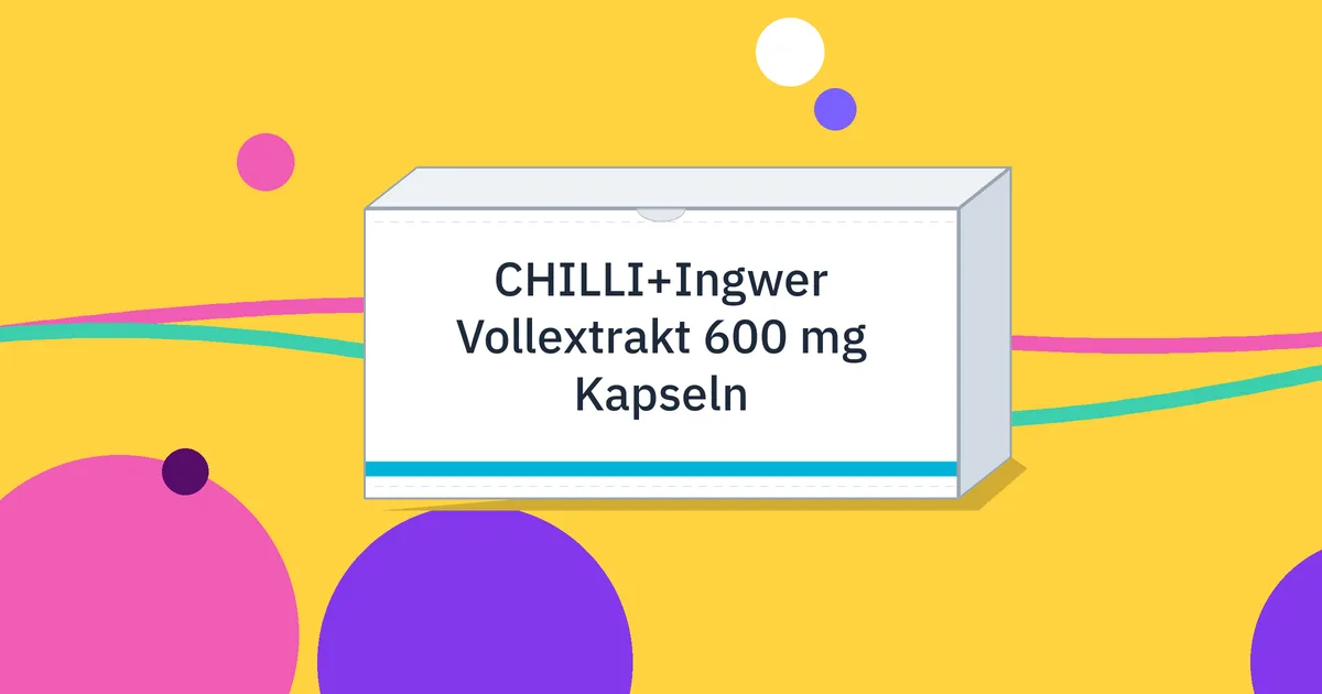 Symbolbild: Packung mit der Aufschrift CHILLI+Ingwer Vollextrakt 600 mg Kapseln (PZN 12725760) – Verfügbarkeit und Bezug in Apotheken in Frankfurt am Main
