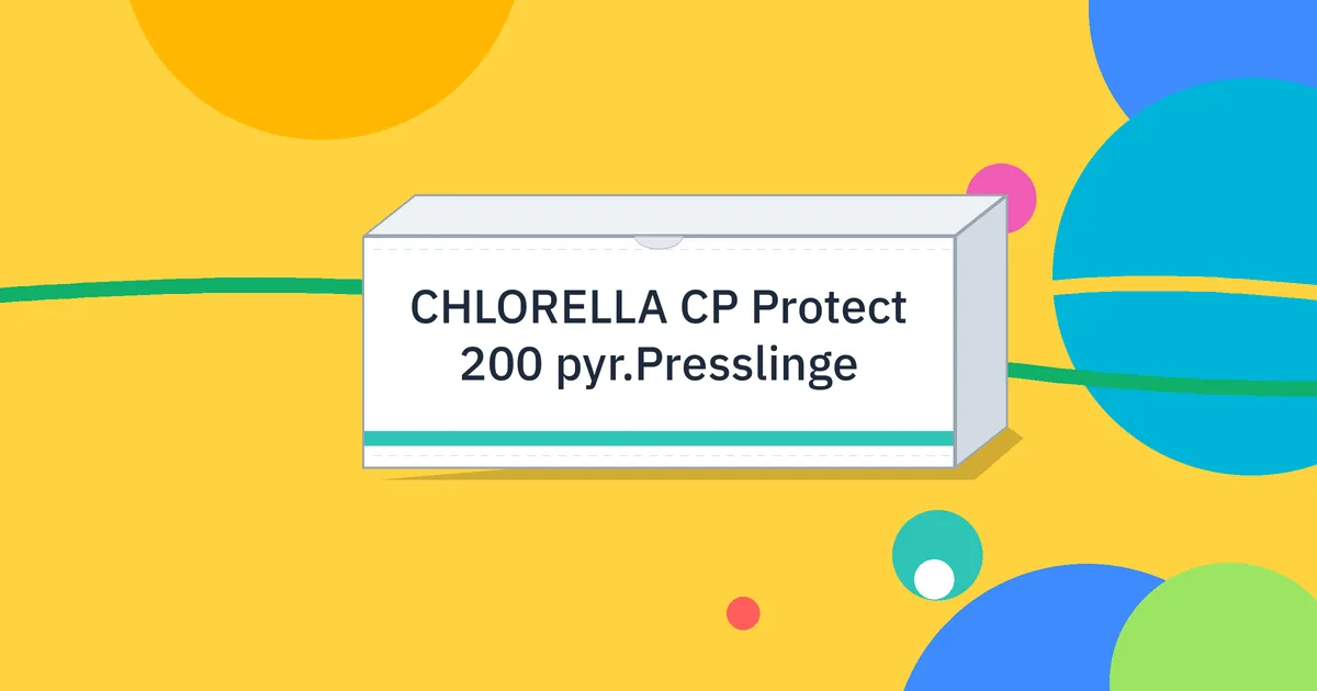 Symbolbild: Packung mit der Aufschrift CHLORELLA CP Protect 200 pyr.Presslinge (PZN 04997467) – Verfügbarkeit und Bezug in Apotheken in Frankfurt am Main