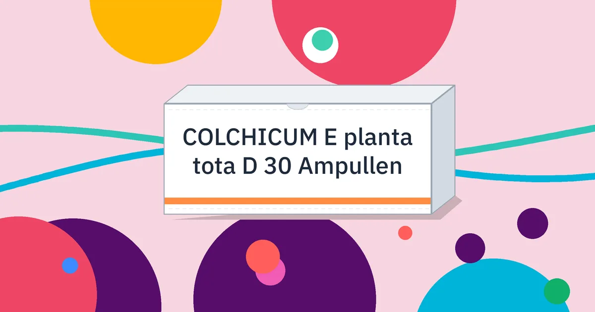 Symbolbild: Packung mit der Aufschrift COLCHICUM E planta tota D 30 Ampullen (PZN 03769155) – Verfügbarkeit und Bezug in Apotheken in Frankfurt am Main