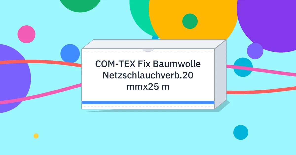 Symbolbild: Packung mit der Aufschrift COM-TEX Fix Baumwolle Netzschlauchverb.20 mmx25 m (PZN 04723190) – Verfügbarkeit und Bezug in Apotheken in Frankfurt am Main