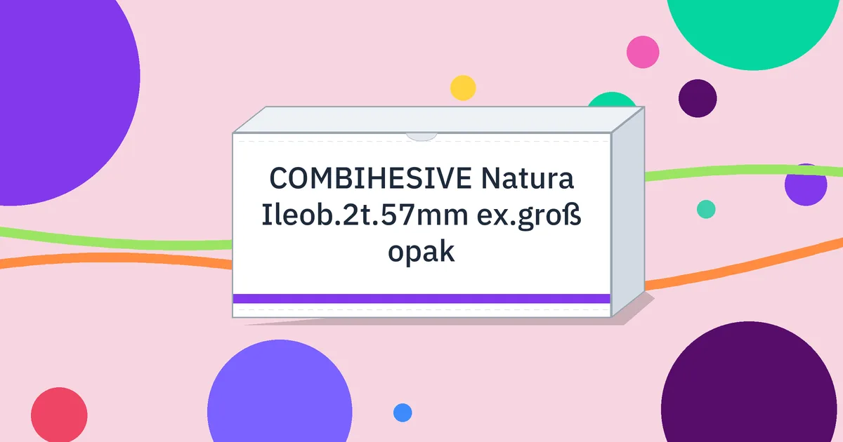 Symbolbild: Packung mit der Aufschrift COMBIHESIVE Natura Ileob.2t.57mm ex.groß opak (PZN 00552679) – Verfügbarkeit und Bezug in Apotheken in Frankfurt am Main