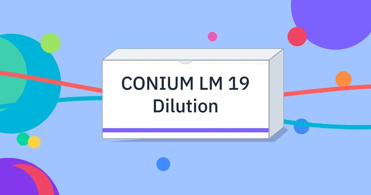 Symbolbild: Packung mit der Aufschrift CONIUM LM 19 Dilution (PZN 12833142) – Verfügbarkeit und Bezug in Apotheken in Frankfurt am Main
