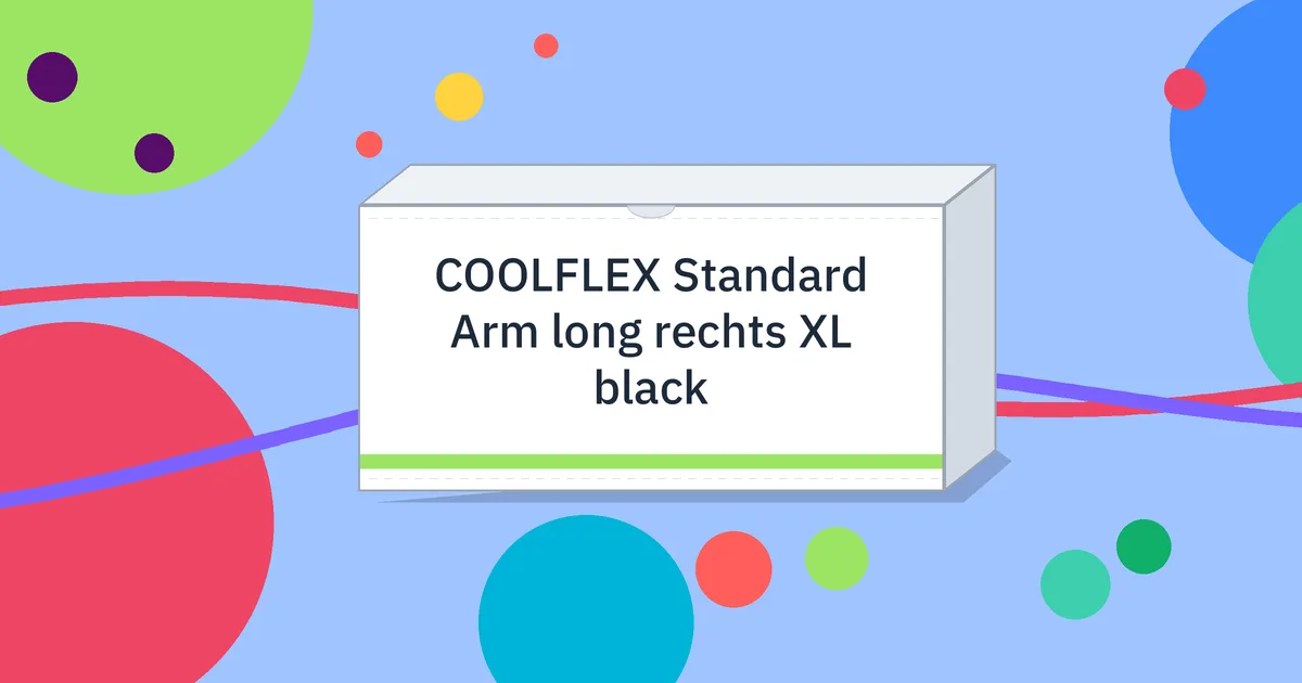 Symbolbild: Packung mit der Aufschrift COOLFLEX Standard Arm long rechts XL black (PZN 20382601) – Verfügbarkeit und Bezug in Apotheken in Frankfurt am Main