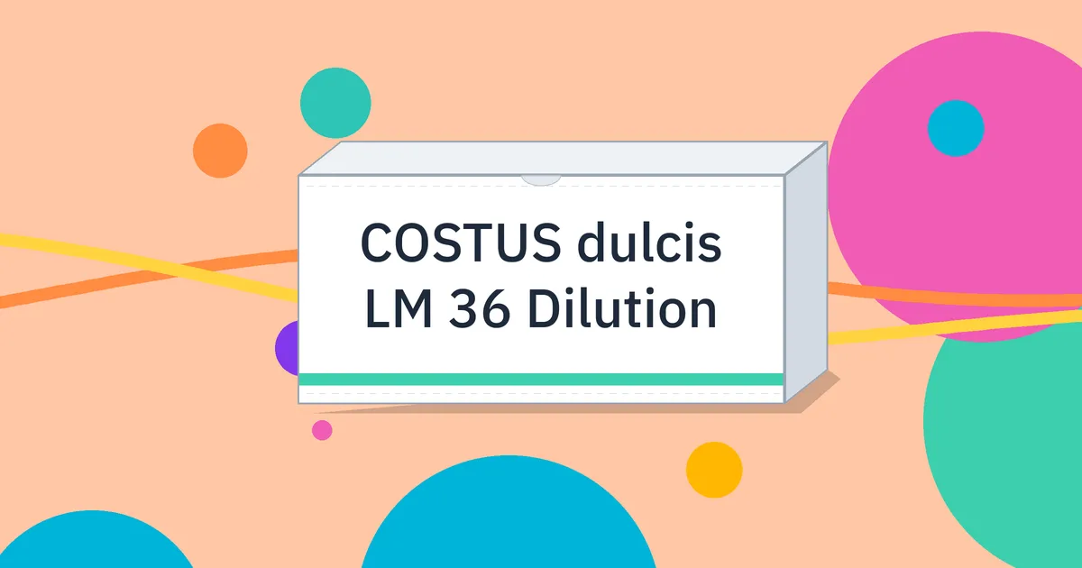 Symbolbild: Packung mit der Aufschrift COSTUS dulcis LM 36 Dilution (PZN 13455133) – Verfügbarkeit und Bezug in Apotheken in Frankfurt am Main
