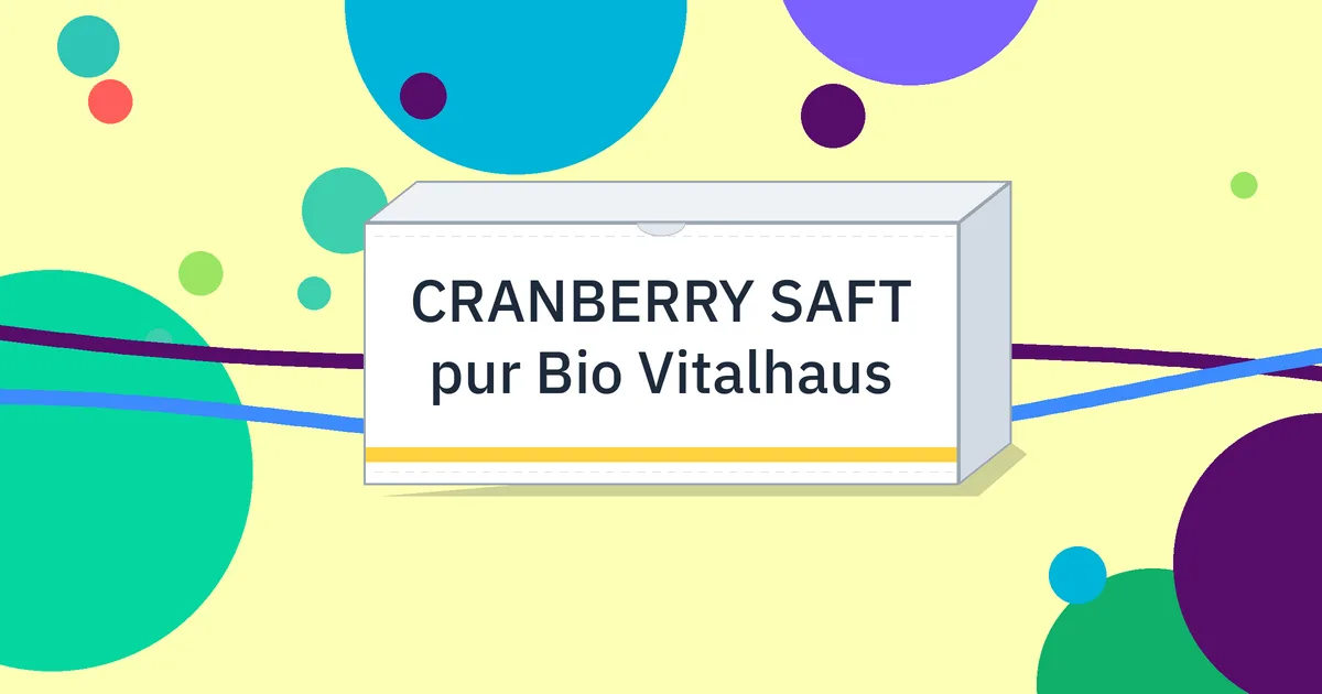 Symbolbild: Packung mit der Aufschrift CRANBERRY SAFT pur Bio Vitalhaus (PZN 06978646) – Verfügbarkeit und Bezug in Apotheken in Frankfurt am Main