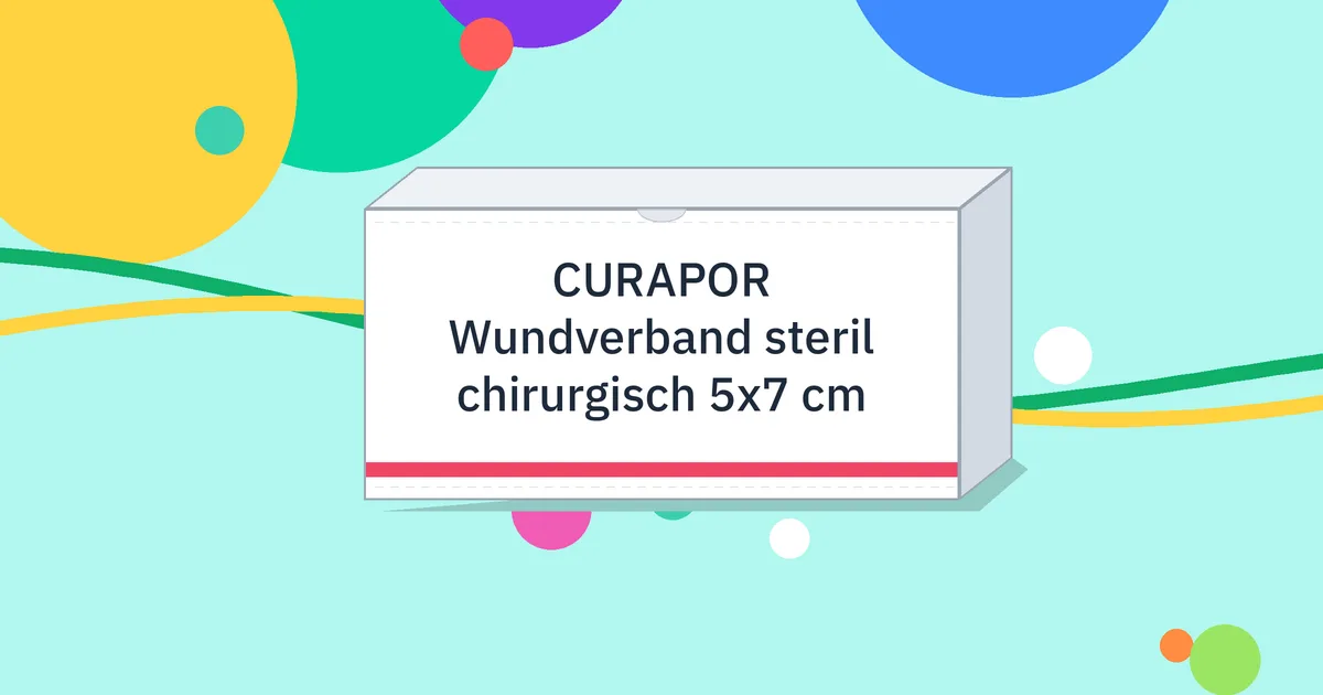 Symbolbild: Packung mit der Aufschrift CURAPOR Wundverband steril chirurgisch 5x7 cm (PZN 16537297) – Verfügbarkeit und Bezug in Apotheken in Frankfurt am Main