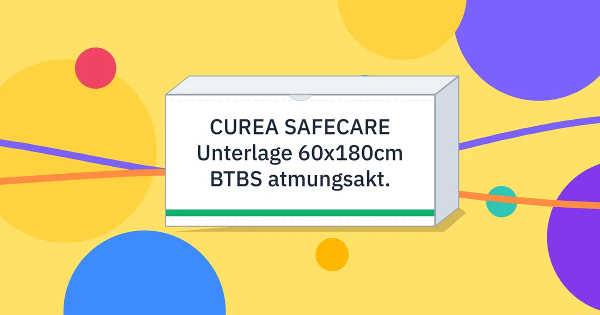 Symbolbild: Packung mit der Aufschrift CUREA SAFECARE Unterlage 60x180cm BTBS atmungsakt. (PZN 11306104) – Verfügbarkeit und Bezug in Apotheken in Frankfurt am Main