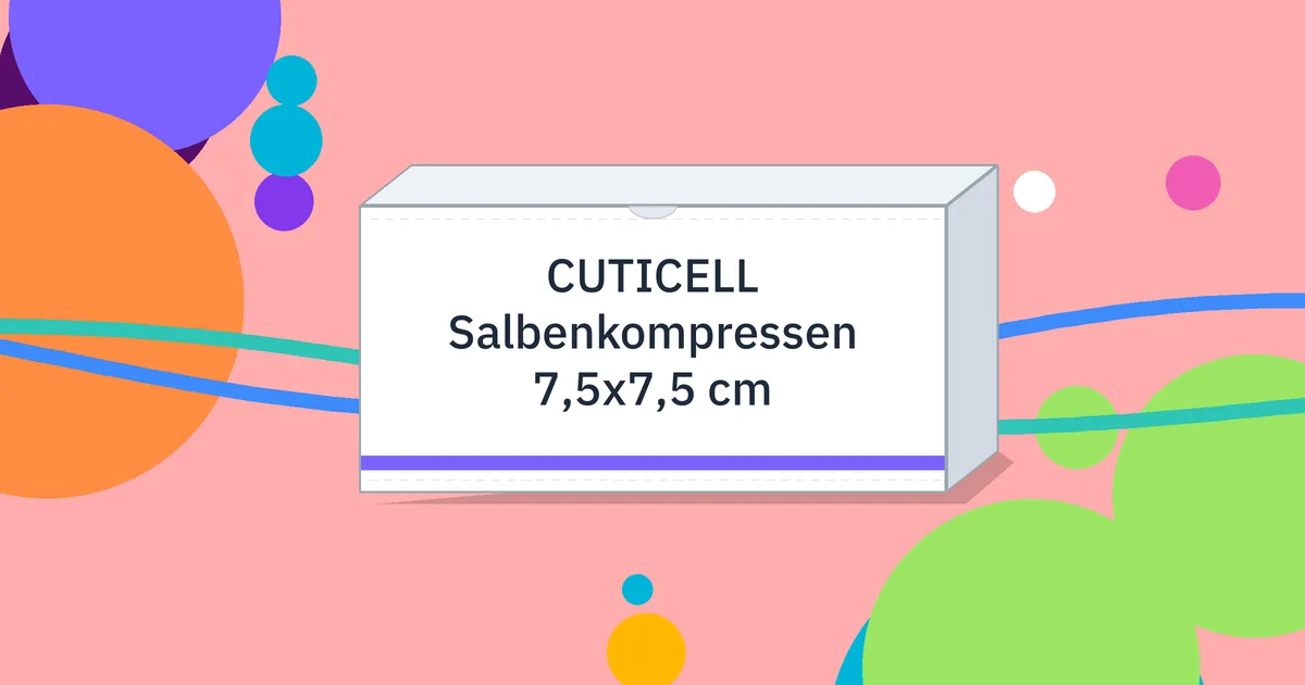 Symbolbild: Packung mit der Aufschrift CUTICELL Salbenkompressen 7,5x7,5 cm (PZN 04979038) – Verfügbarkeit und Bezug in Apotheken in Frankfurt am Main
