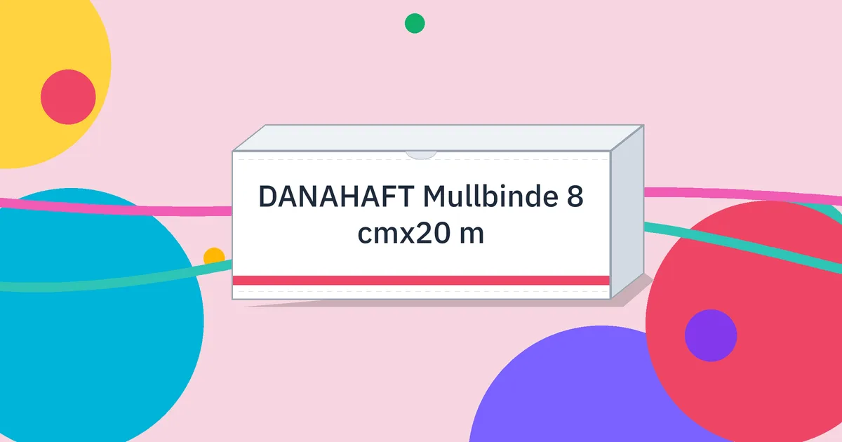 Symbolbild: Packung mit der Aufschrift DANAHAFT Mullbinde 8 cmx20 m (PZN 07636528) – Verfügbarkeit und Bezug in Apotheken in Frankfurt am Main
