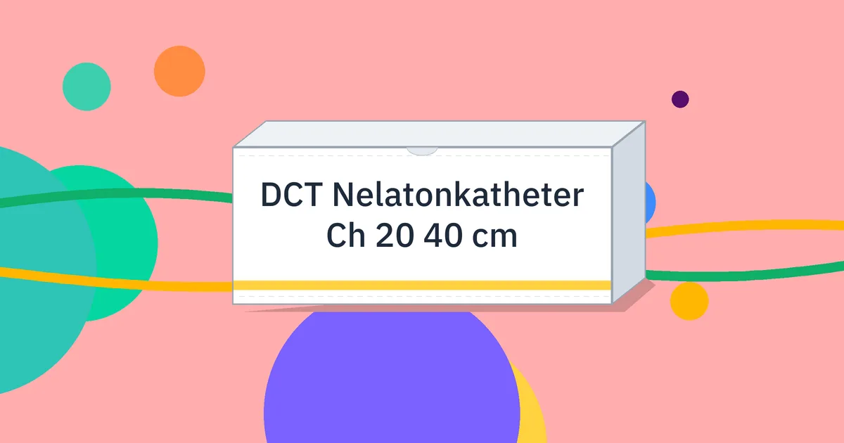 Symbolbild: Packung mit der Aufschrift DCT Nelatonkatheter Ch 20 40 cm (PZN 11318857) – Verfügbarkeit und Bezug in Apotheken in Frankfurt am Main