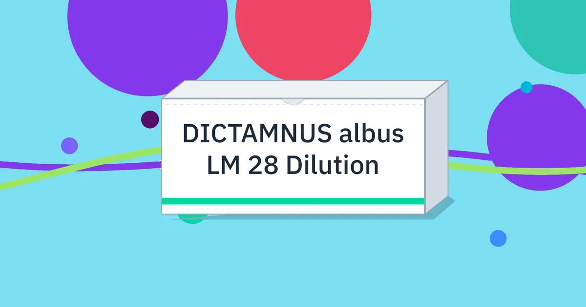 Symbolbild: Packung mit der Aufschrift DICTAMNUS albus LM 28 Dilution (PZN 13464853) – Verfügbarkeit und Bezug in Apotheken in Frankfurt am Main