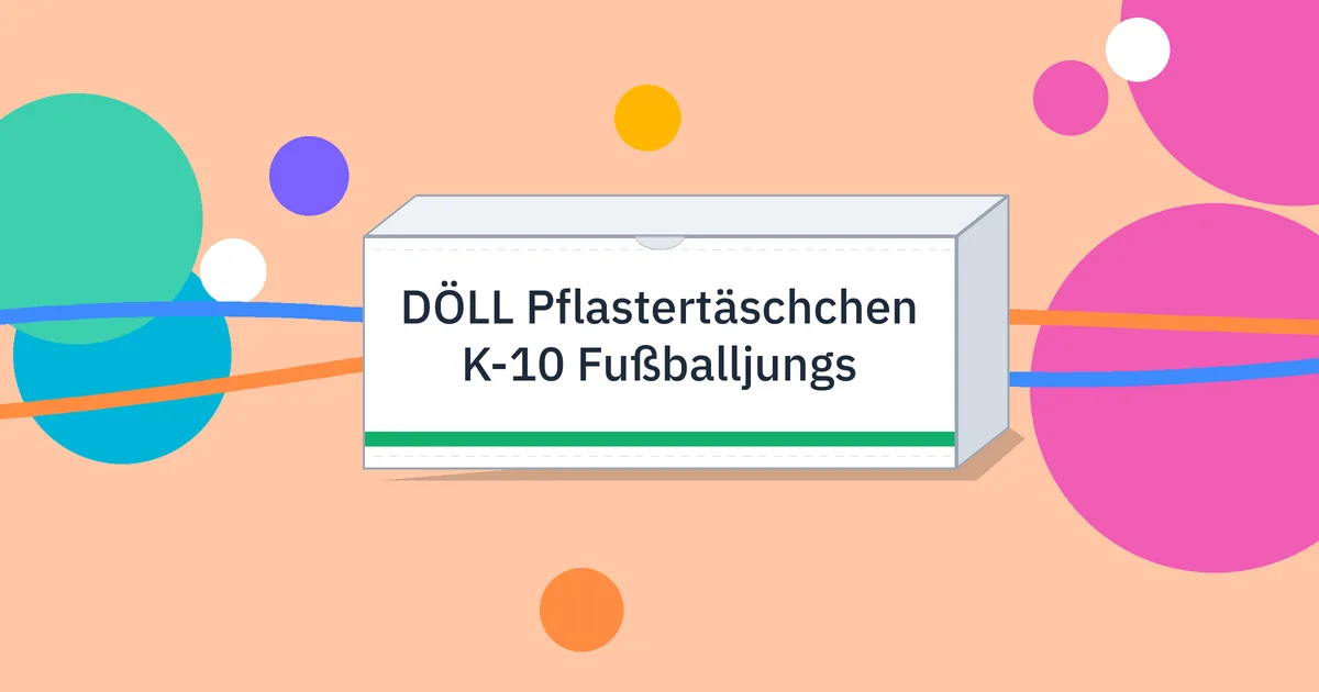Symbolbild: Packung mit der Aufschrift DÖLL Pflastertäschchen K-10 Fußballjungs (PZN 19493873) – Verfügbarkeit und Bezug in Apotheken in Frankfurt am Main