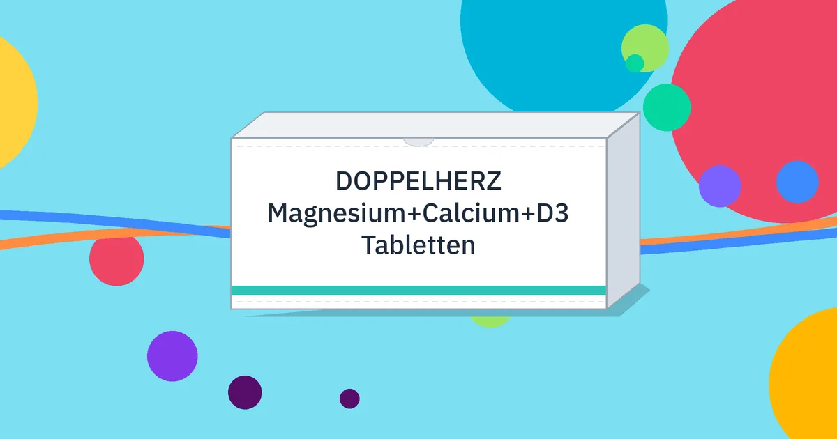 Symbolbild: Packung mit der Aufschrift DOPPELHERZ Magnesium+Calcium+D3 Tabletten (PZN 01922316) – Verfügbarkeit und Bezug in Apotheken in Frankfurt am Main