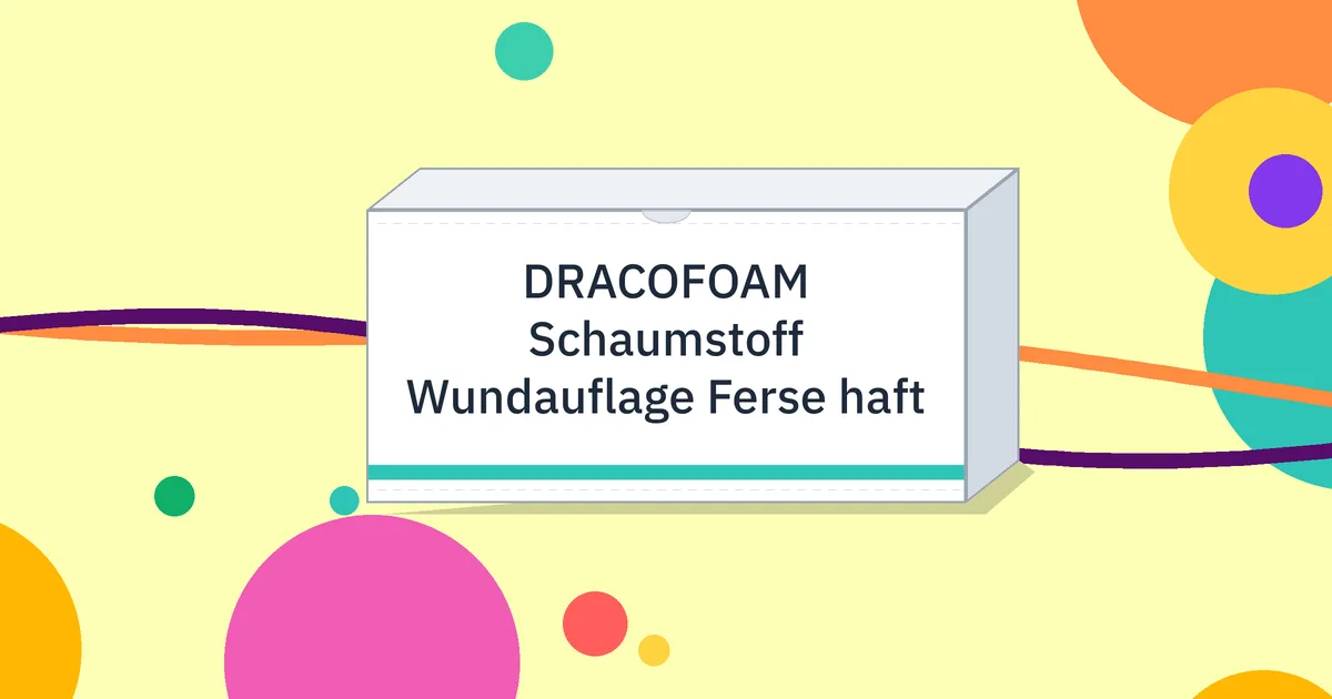 Symbolbild: Packung mit der Aufschrift DRACOFOAM Schaumstoff Wundauflage Ferse haft (PZN 19964108) – Verfügbarkeit und Bezug in Apotheken in Frankfurt am Main