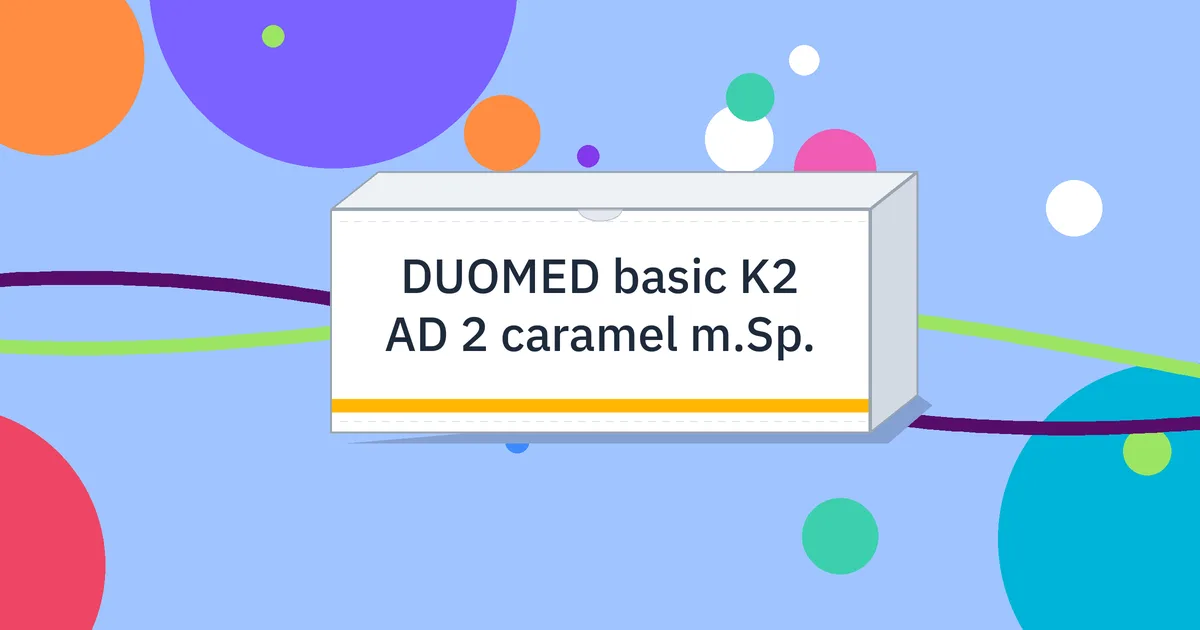 Symbolbild: Packung mit der Aufschrift DUOMED basic K2 AD 2 caramel m.Sp. (PZN 20906688) – Verfügbarkeit und Bezug in Apotheken in Frankfurt am Main
