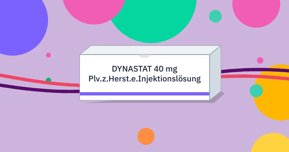 Symbolbild: Packung mit der Aufschrift DYNASTAT 40 mg Plv.z.Herst.e.Injektionslösung (PZN 02410127) – Verfügbarkeit und Bezug in Apotheken in Frankfurt am Main