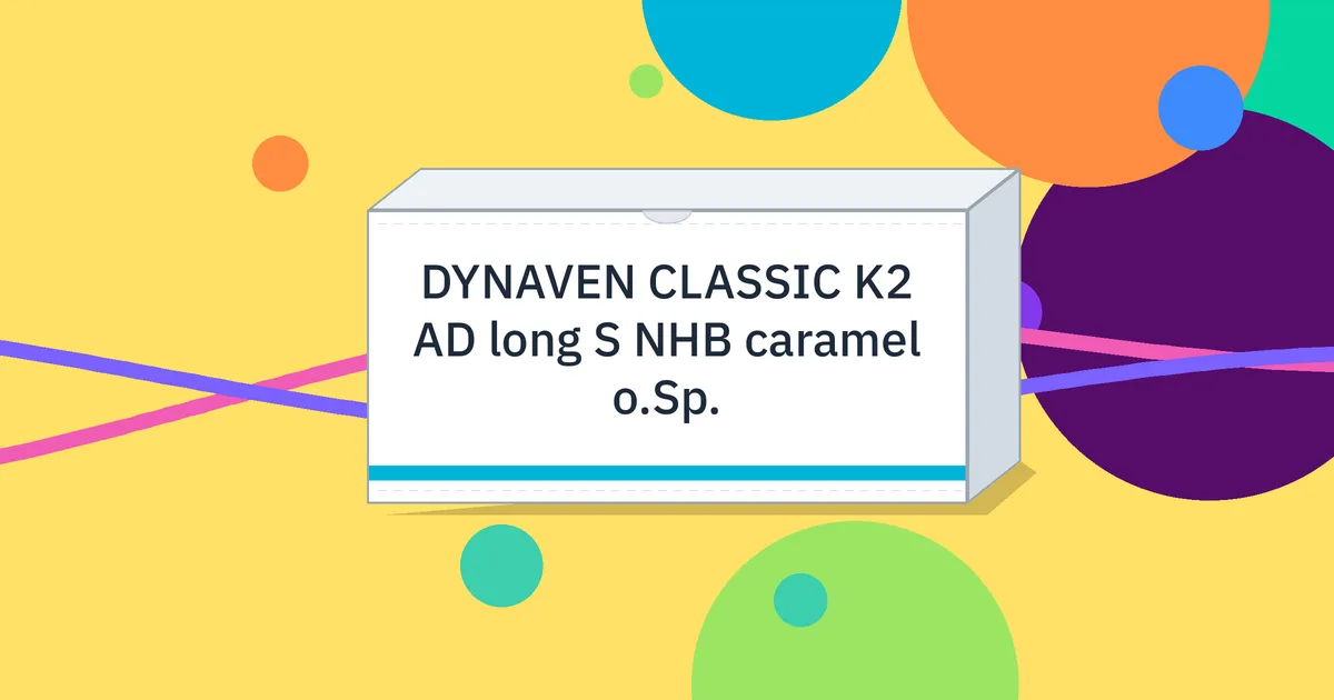 Symbolbild: Packung mit der Aufschrift DYNAVEN CLASSIC K2 AD long S NHB caramel o.Sp. (PZN 18417522) – Verfügbarkeit und Bezug in Apotheken in Frankfurt am Main