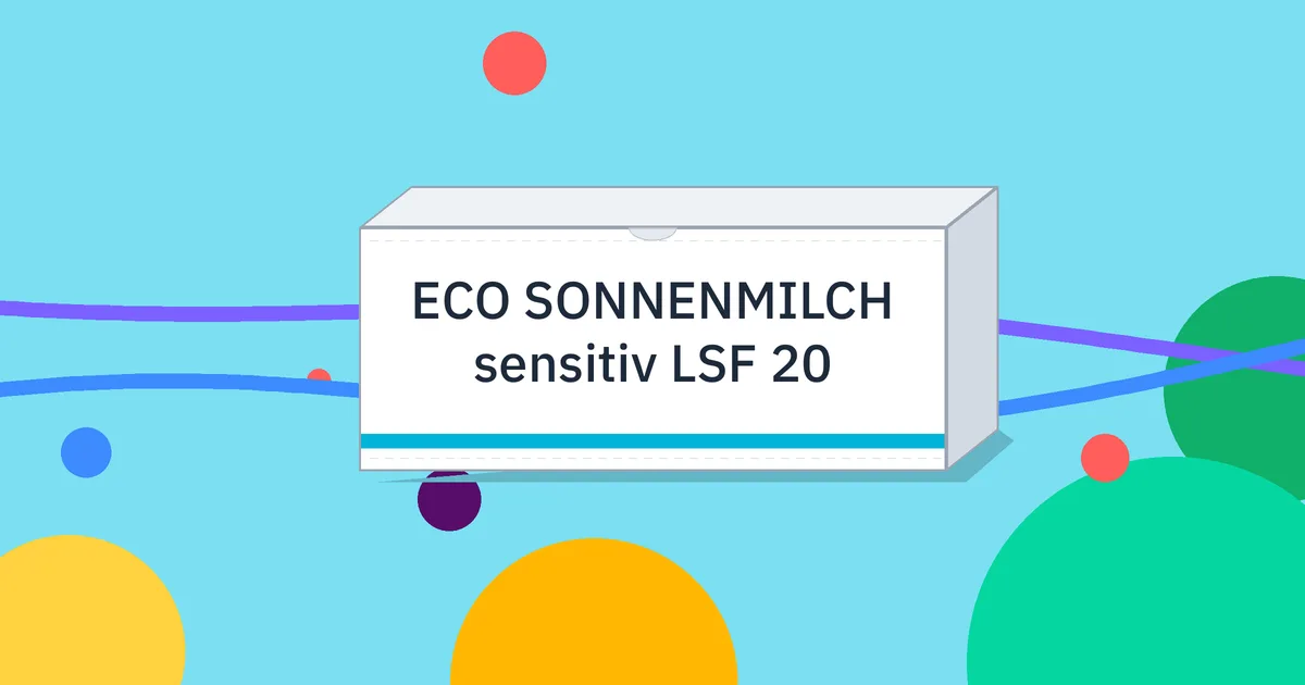 Symbolbild: Packung mit der Aufschrift ECO SONNENMILCH sensitiv LSF 20 (PZN 12643022) – Verfügbarkeit und Bezug in Apotheken in Frankfurt am Main
