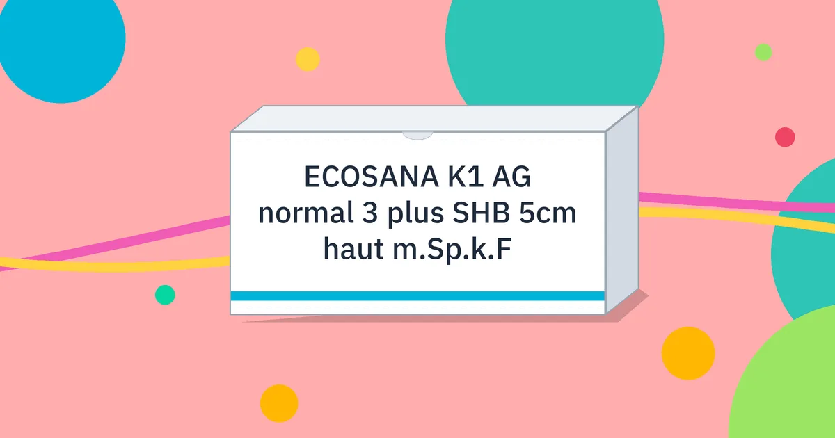 Symbolbild: Packung mit der Aufschrift ECOSANA K1 AG normal 3 plus SHB 5cm haut m.Sp.k.F (PZN 04727851) – Verfügbarkeit und Bezug in Apotheken in Frankfurt am Main