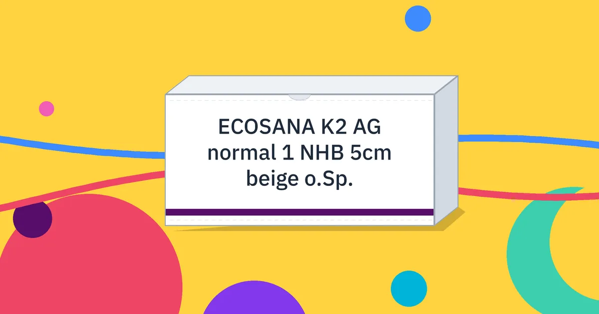 Symbolbild: Packung mit der Aufschrift ECOSANA K2 AG normal 1 NHB 5cm beige o.Sp. (PZN 01366105) – Verfügbarkeit und Bezug in Apotheken in Frankfurt am Main