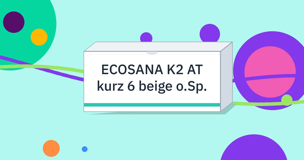 Symbolbild: Packung mit der Aufschrift ECOSANA K2 AT kurz 6 beige o.Sp. (PZN 01566063) – Verfügbarkeit und Bezug in Apotheken in Frankfurt am Main