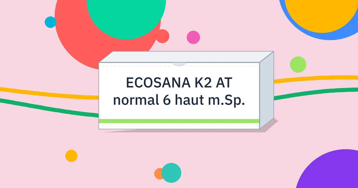 Symbolbild: Packung mit der Aufschrift ECOSANA K2 AT normal 6 haut m.Sp. (PZN 01566100) – Verfügbarkeit und Bezug in Apotheken in Frankfurt am Main