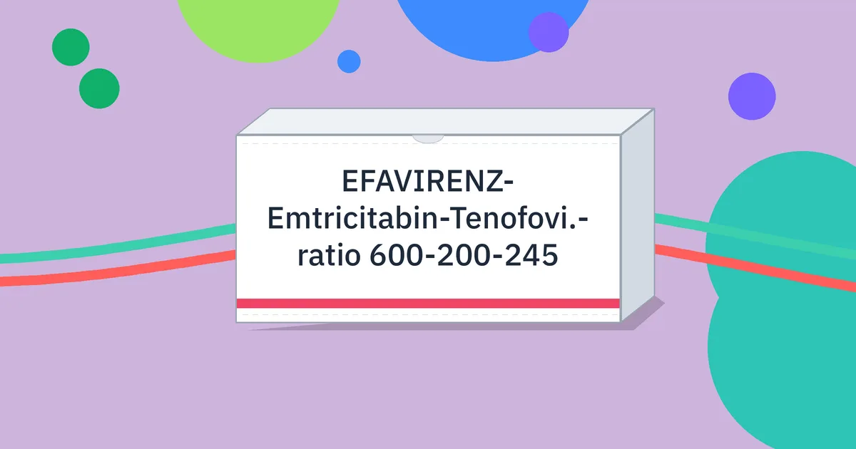Symbolbild: Packung mit der Aufschrift EFAVIRENZ-Emtricitabin-Tenofovi.-ratio 600-200-245 (PZN 13754485) – Verfügbarkeit und Bezug in Apotheken in Frankfurt am Main