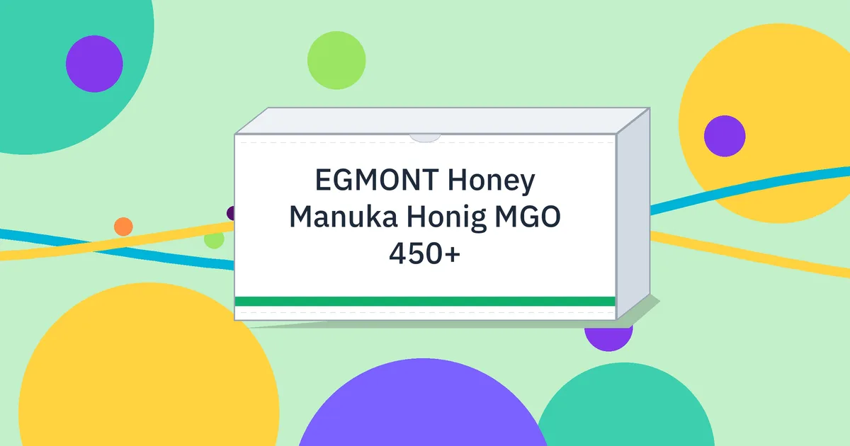 Symbolbild: Packung mit der Aufschrift EGMONT Honey Manuka Honig MGO 450+ (PZN 17637842) – Verfügbarkeit und Bezug in Apotheken in Frankfurt am Main
